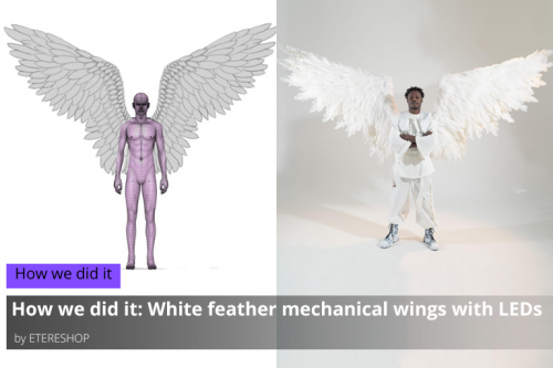 How we did it: White feather mechanical wings with LEDs-by ETERESHOP